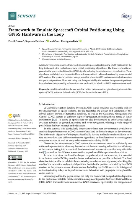 Pdf Framework To Emulate Spacecraft Orbital Positioning Using Gnss