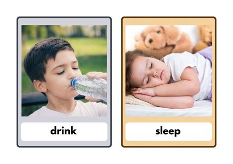 Action Verbs With Real Photos Flashcards กิจกรรมเด็กก่อนวัยเรียน สอน