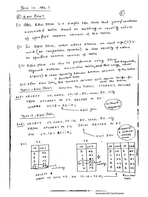 Sql Join Study Notes Pdf