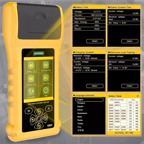 Autool BT760 Battery Tester With Build-In Printer