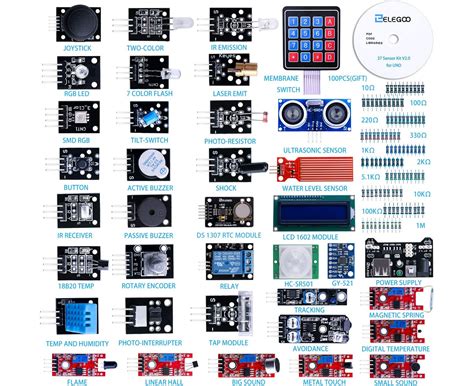 elegoo upgraded 37 in 1 sensor modules kit with tutorial compatible with arduino ide mega 2560