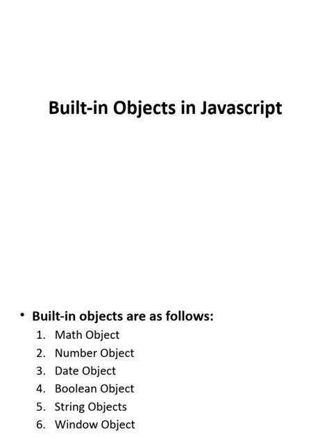Built In Objects In Javascript Pdf Regular Expression Java Script