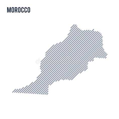 Vector Abstract Hatched Map Of Morocco With Oblique Lines Isolated On A White Background Stock