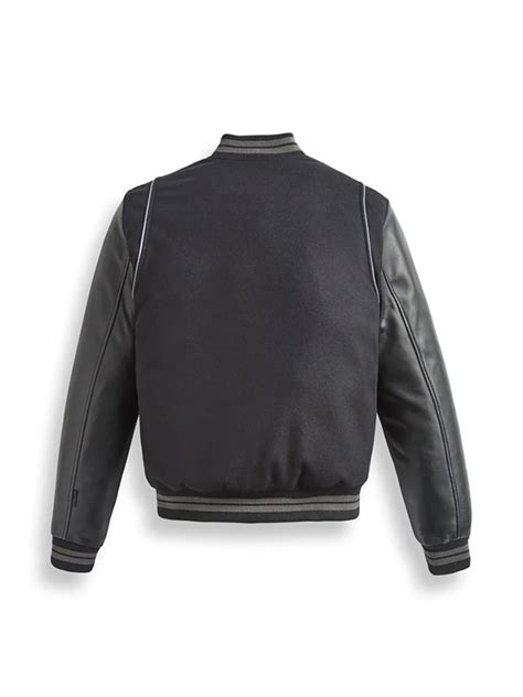 Black Varsity Leather Bomber Jacket Wilson Jackets