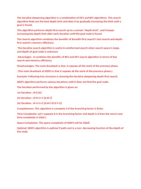 The Iterative Deepening Algorithm Pdf Computers Technology And Engineering
