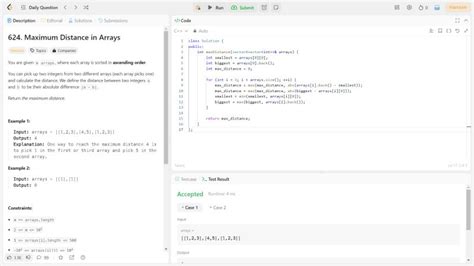Day 89 Of 100daysofcode Solved The Maximum Distance In Arrays Problem Priya Rathor Posted