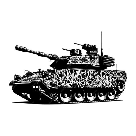 Armored Personnel Carrier Silhouette In Graffiti Tags Street