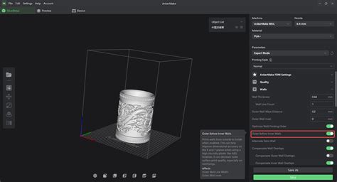 how to fix the z seams issue on the m5c printer s print model