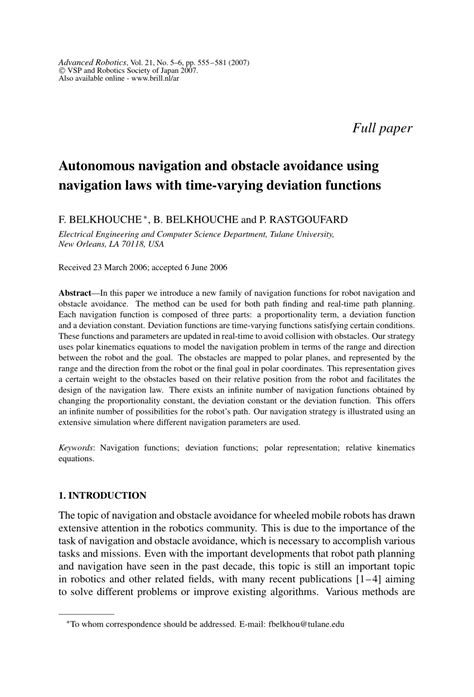 [pdf] autonomous navigation and obstacle avoidance using navigation