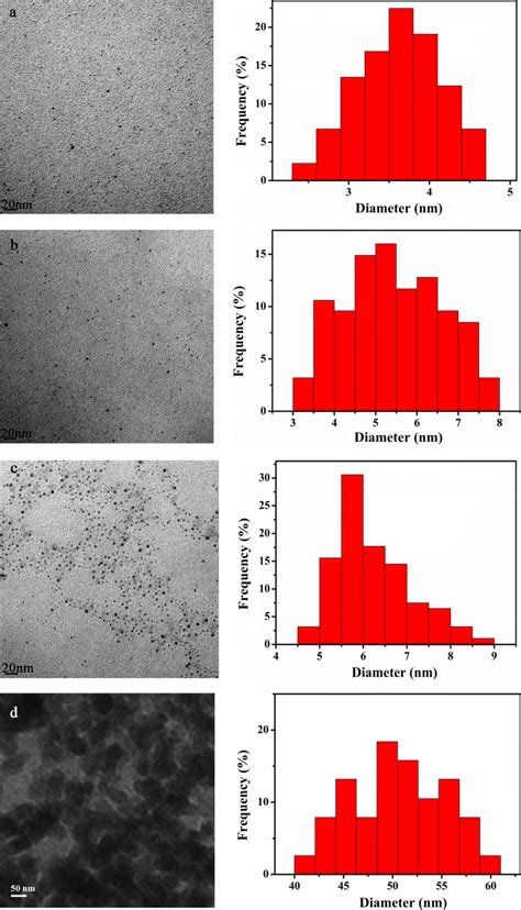 Tem Images And Corresponding Particle Size Distribution Histograms Of A
