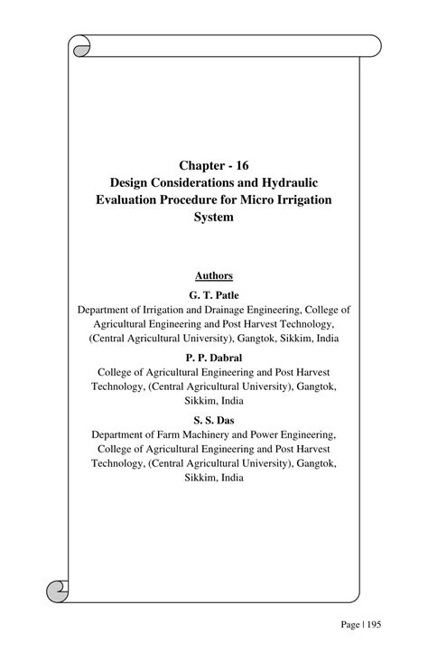 Pdf Design Considerations And Hydraulic Evaluation Procedure For Micro Irrigation System Chapter