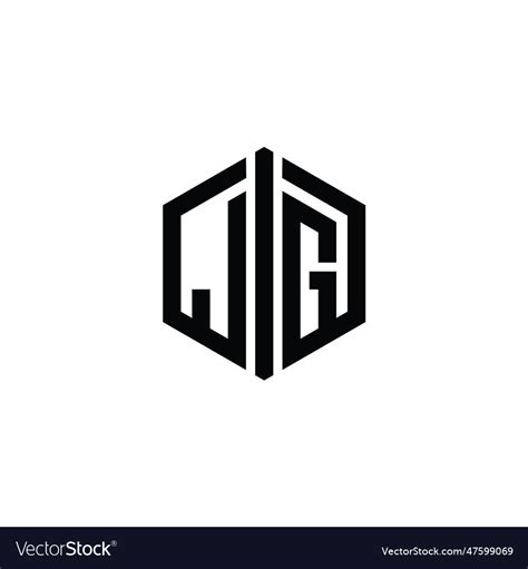 Jg Letter Logo Monogram Hexagon Shape Royalty Free Vector