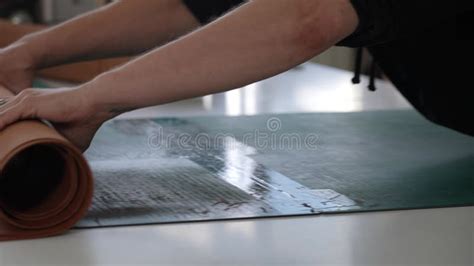 Leatherworker Rolling A Piece Of Leather Into A Roll In A Workshop Stock Video Video Of Table