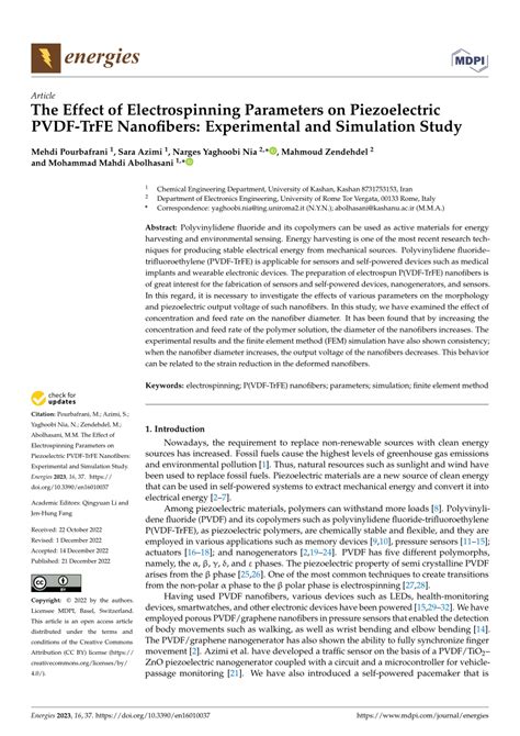 (PDF) The Effect of Electrospinning Parameters on Piezoelectric PVDF ...