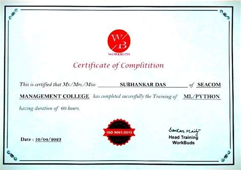 Subhankar Das On Linkedin Machinelearning Python Datascience Certification