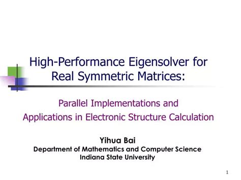 Ppt Yihua Bai Department Of Mathematics And Computer Science Indiana State University