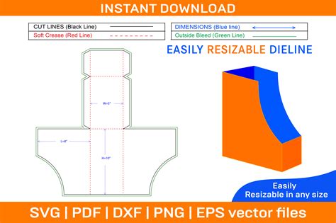 Document Desk Storage Box Dieline Templa Graphic By Designconcept · Creative Fabrica