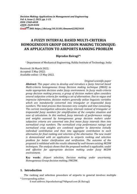 pdf a fuzzy interval based multi criteria homogeneous group decision