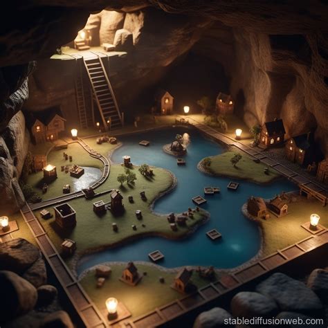 Cave Underground Settlement Gameboard Map Stable Diffusion Online