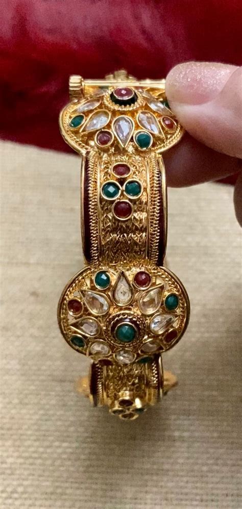 Traditional Kundan Kada Indian Bracelet Kundan Bangl Gem