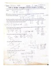 Unit 6 Similar Triangles Honors Review Activity Pdf Course Hero