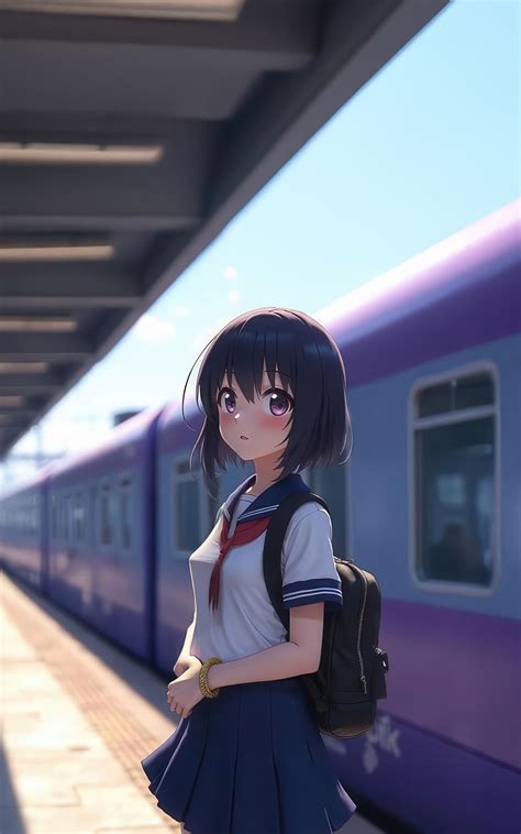 800x1280 Anime Schoolgirl At Train Station Nexus 7samsung Galaxy Tab
