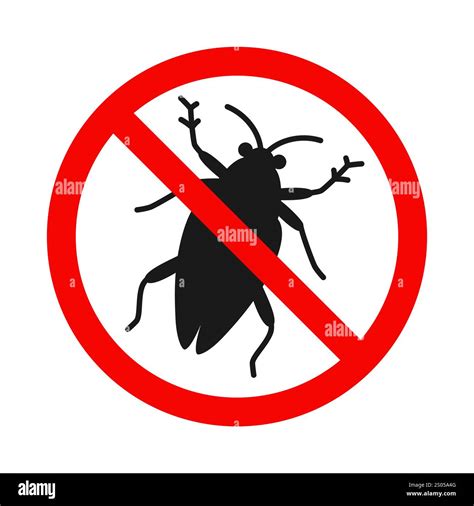 No Insect Sign Anti Cockroach Poster Silhouette Of Bug In Red