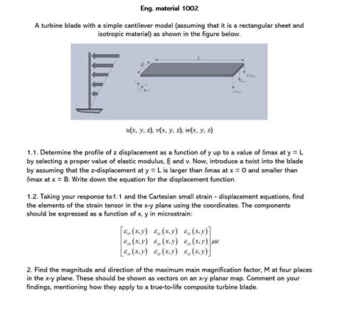 Eng Material A Turbine Blade With A Simple Chegg