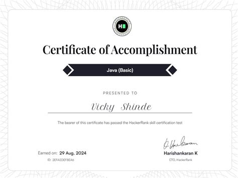 Vicky Shinde On Linkedin Java Codingjourney Hackerrank Skilldevelopment