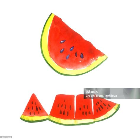 육즙이 많은 수박은 흰색 박땅에 고립 된 요소를 분리합니다 수박 수박 조각을 잘라 개체 그룹에 대한 스톡 벡터 아트 및 기타 이미지 개체 그룹 건강한 생활방식 과일