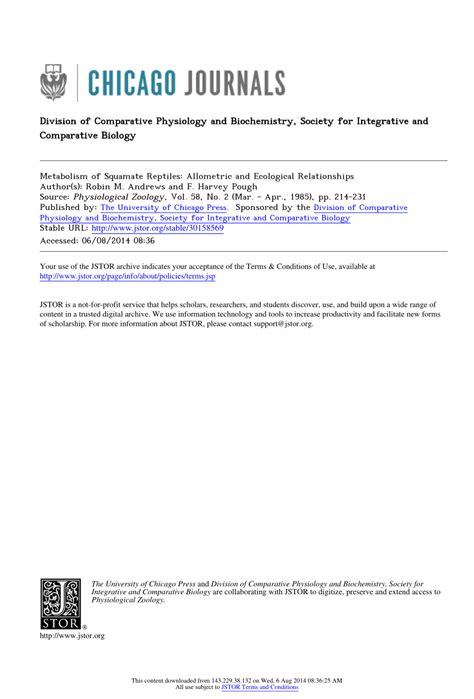 Pdf Metabolism Of Squamate Reptiles Allometric And Ecological