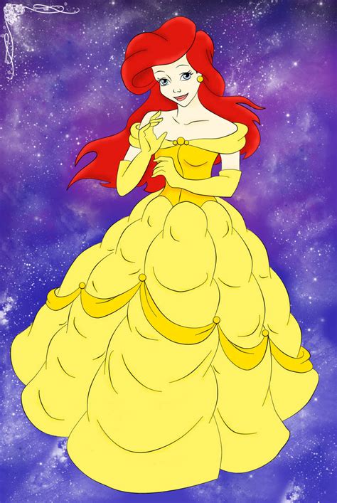 Ariel As Belle Coloured By Xpicturez On Deviantart