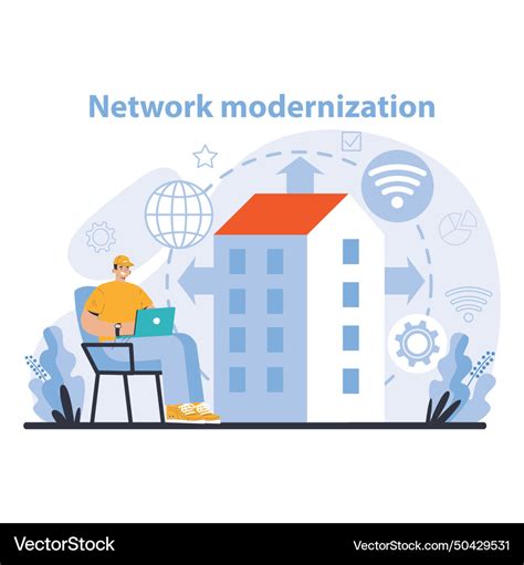 Wi Fi Network Specialist Setting Up Developing Vector Image