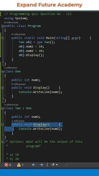Programming Quiz Questions Q112 Expand Future Academy Shorts Csharp Dotnet Youtube