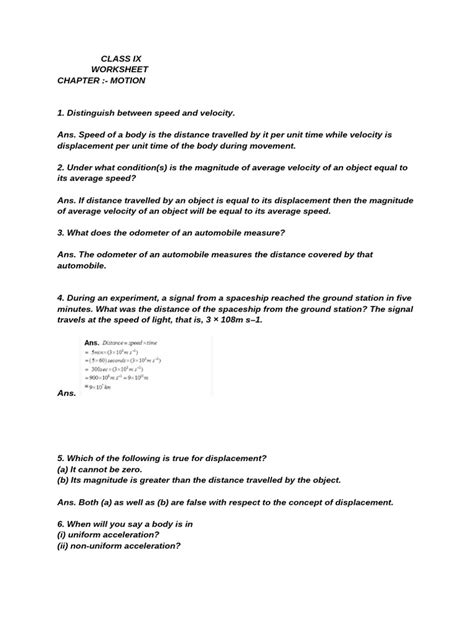 Class 9 Worksheet Pdf