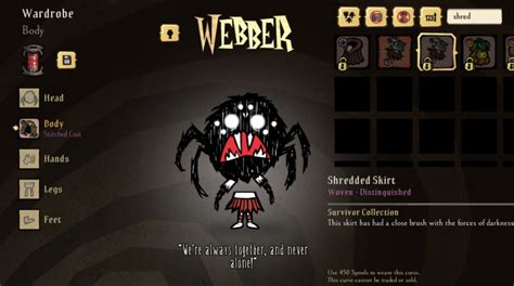 Webbers Torso Missing When Equipping Shredded Skirt Dont Starve Together Klei