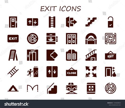 Exit Icon Set 30 Filled Exit Stock Vector Royalty Free 1334608835 Shutterstock