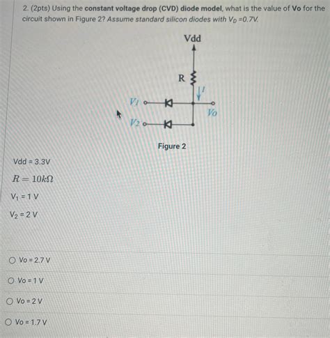 2pts using the constant voltage drop cvd diode model what is the