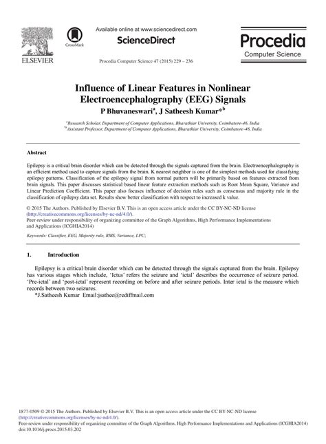 Pdf Influence Of Linear Features In Nonlinear Electroencephalography Eeg Signals