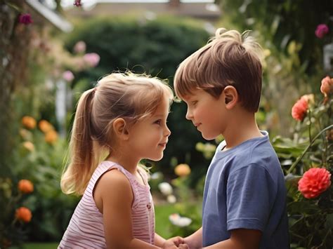Default Brother Sister In Garden Sibling Love Premium Ai Generated Image