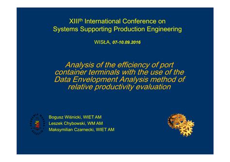 Pdf Analysis Of The Efficiency Of Port Container Terminals With The Use Of The Dea Method Of