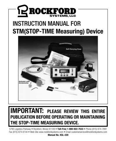 Instruction Manual For STM Stop Time Measuring Device Ksl