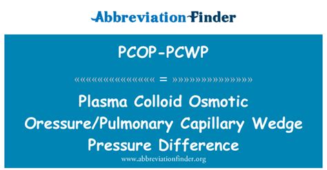 Pcop Pcwp 定义 血浆胶体渗透压力 肺毛细血管楔压差 Plasma Colloid Osmotic Oressure Pulmonary Capillary Wedge