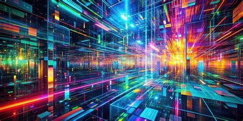 A Mesmerizing Display Of Vibrant Digital Chaos Futuristic Glitch Art Featuring Distorted Screens