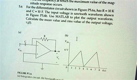 Solved 56 Magnitude Response Occurs For The Differentiator Circuit Shown In Figure P56a