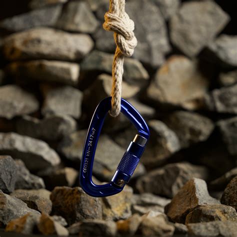 Auto Locking Carabiner Blue And Silver