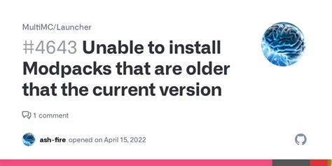 Unable To Install Modpacks That Are Older That The Current Version