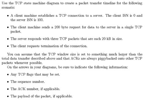 Use The TCP State Machine Diagram To Create A Packet Chegg Com