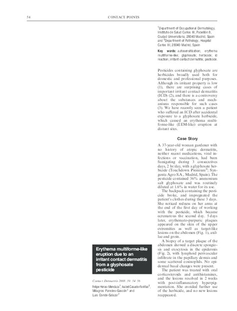 Pdf Erythema Multiforme Like Eruption Due To An Irritant Contact