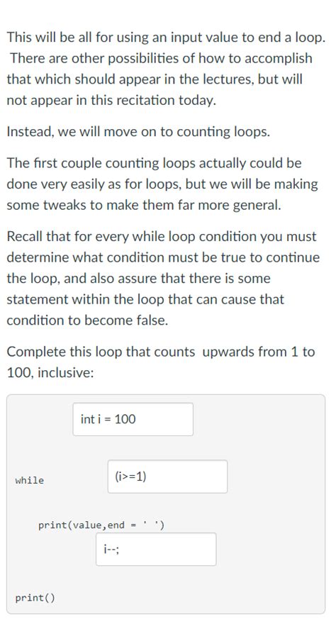Solved This Will Be All For Using An Input Value To End A Chegg Com